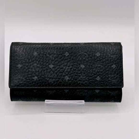 MCM | Bags | Mcm Large Flap Wallet Two Fold Black And Blue Inside ...